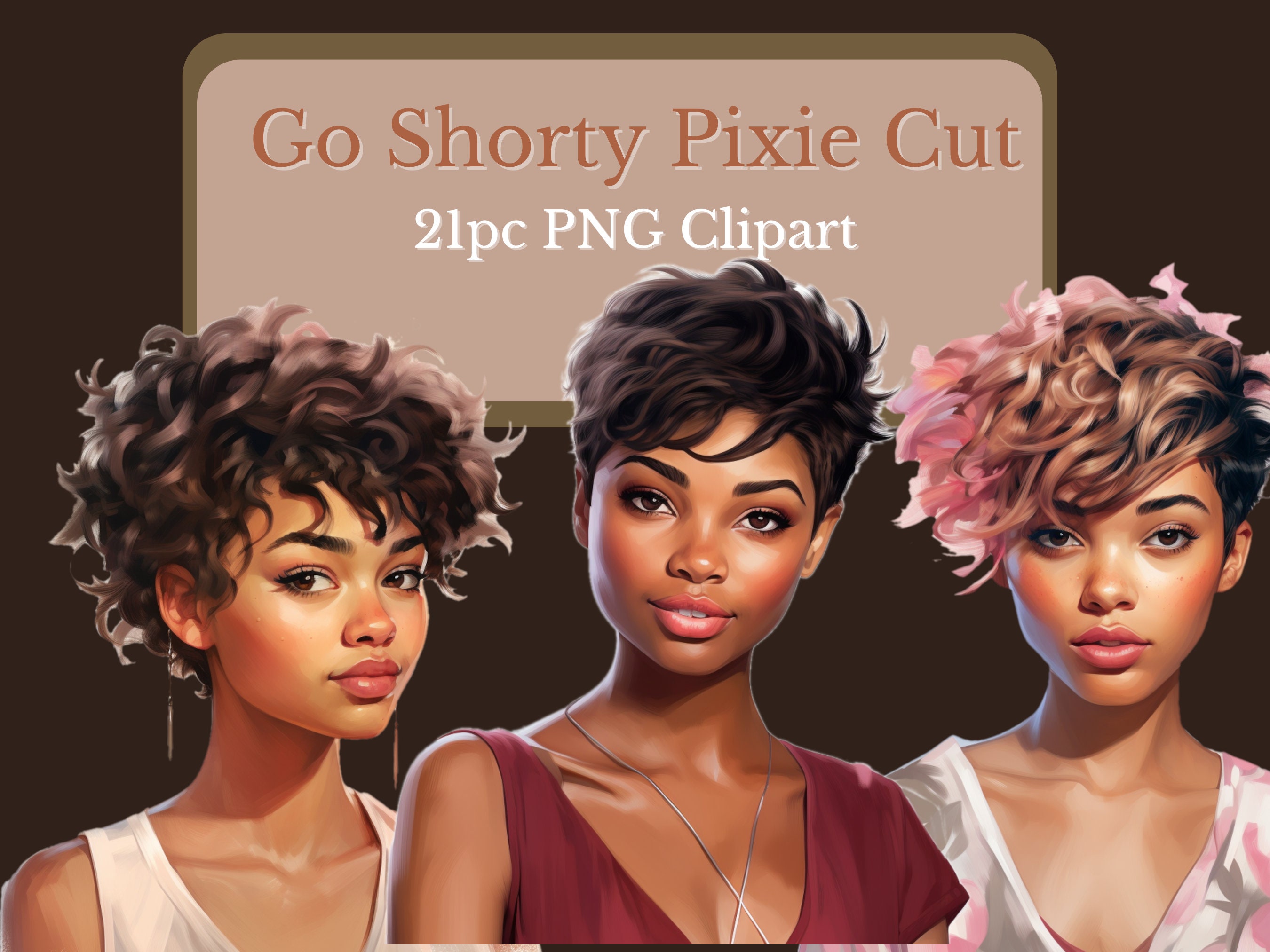 Go Shorty Pixie Cute PNG Pixie Clipart Black Women Bohemian Clipart ...