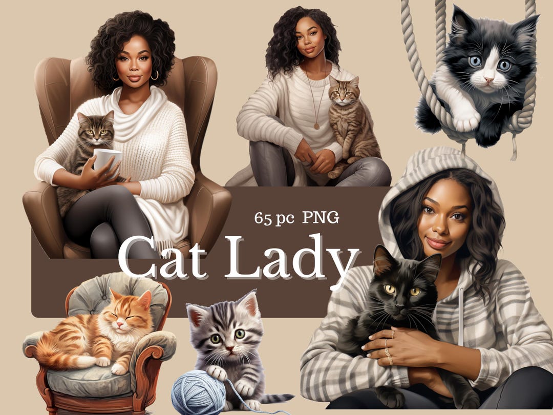 Cat Lady| Black Woman With Cat| Cat Lover| African American Cat Lady ...