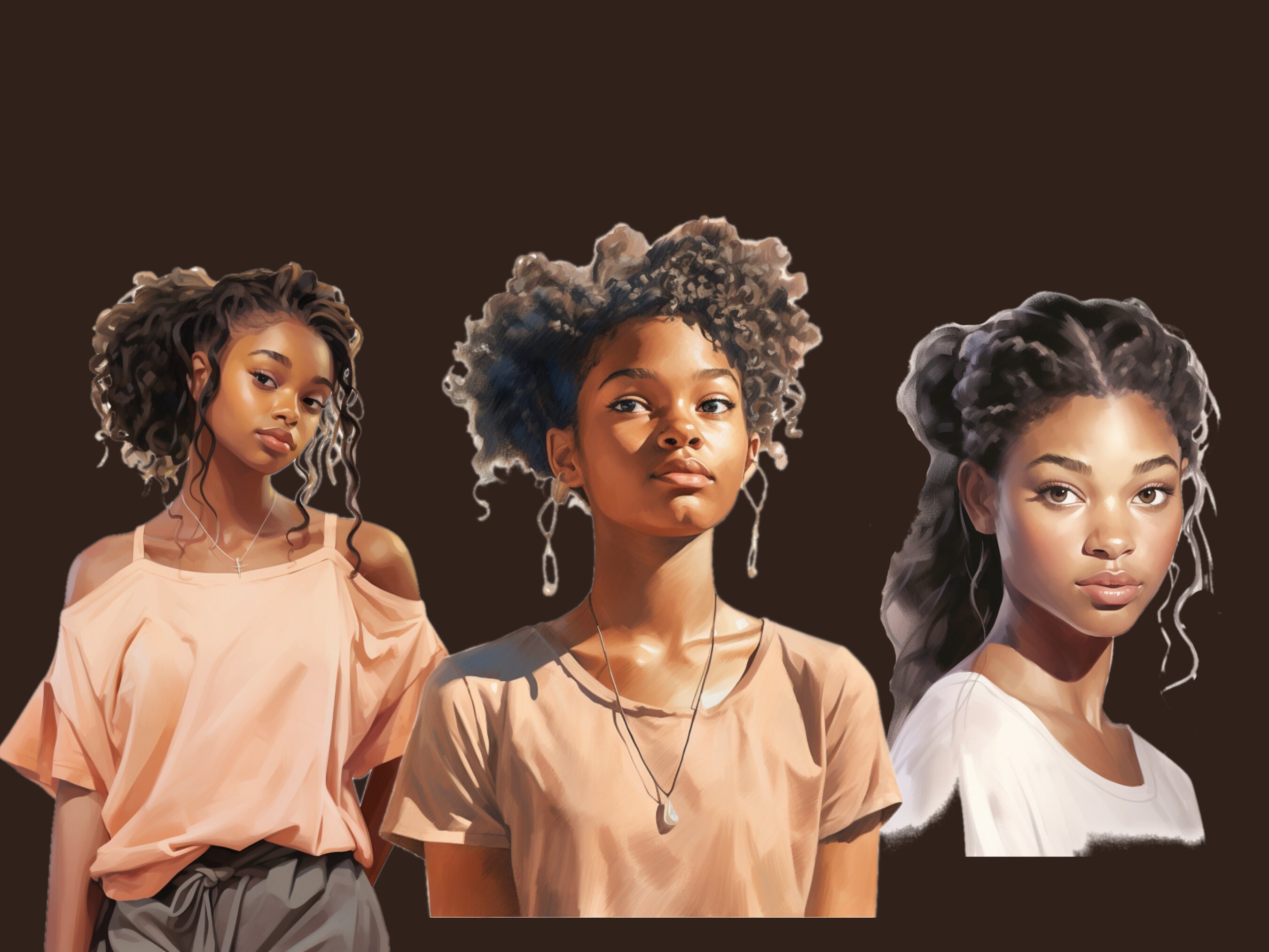 Sweet Beauty| Teen Girl Clipart| Black Teen Girl Clipart| Digital Stamp ...