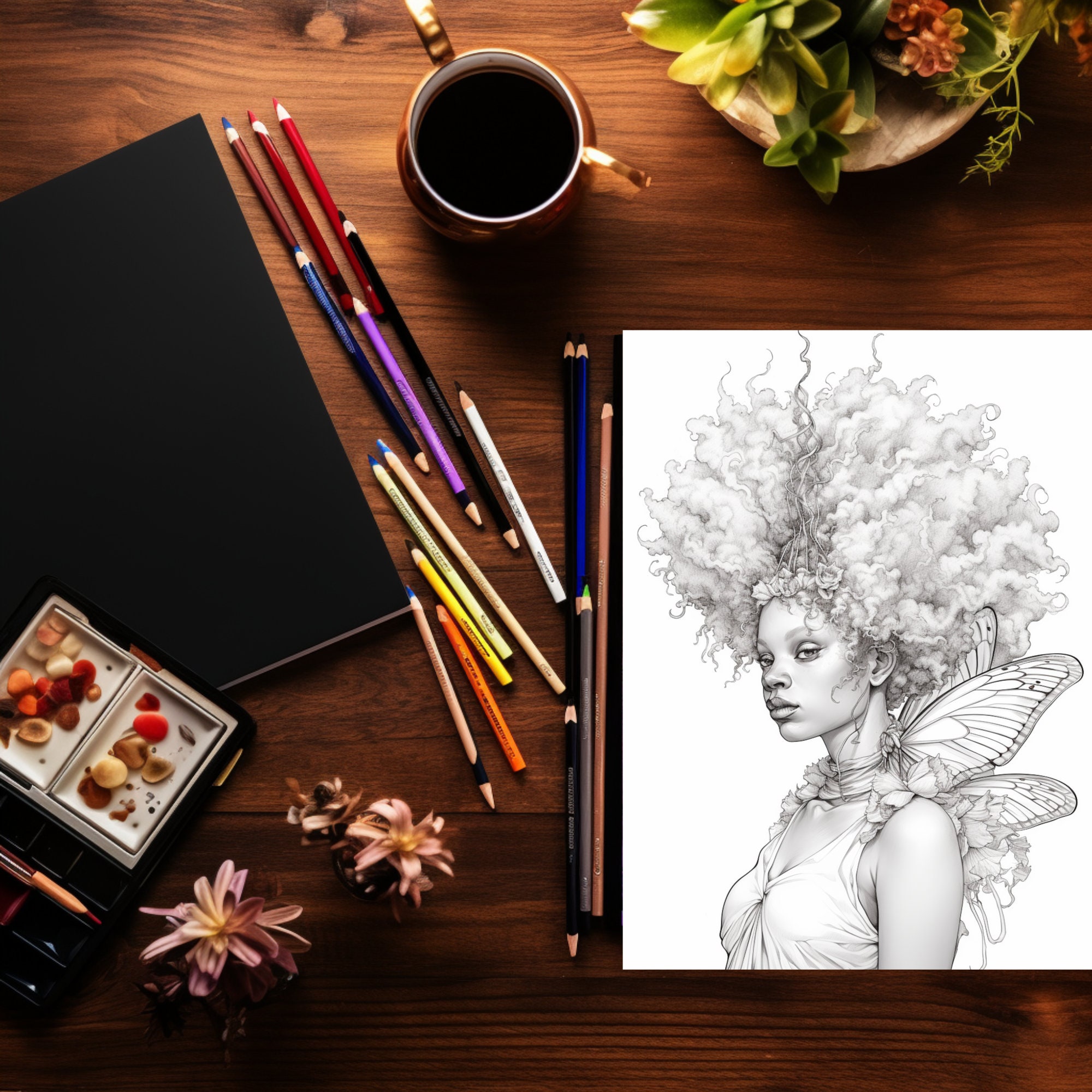 50 Fantasy Coloring Pages | African American Fantasy | Adult Coloring ...