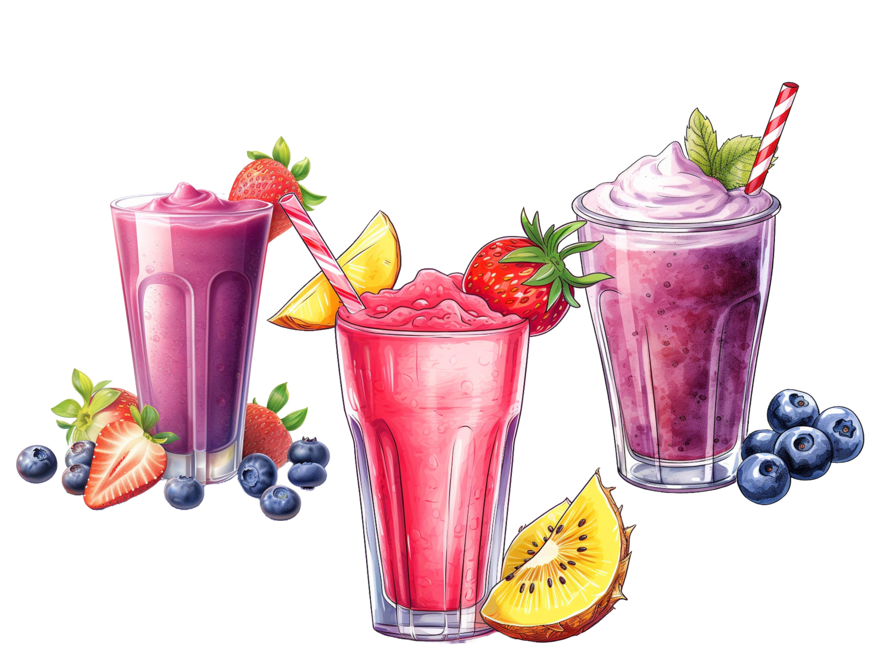 Smoothie Clipart| Fruit Drinks L Fruit| Download| Banana Berries Peach ...
