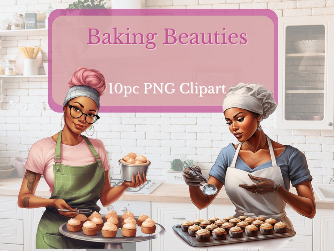 Baking Beauties Pngs| Baker Clipart| Black Women Baking Clipart ...