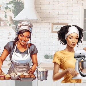 Baking Beauties Pngs| Baker Clipart| Black Women Baking Clipart ...