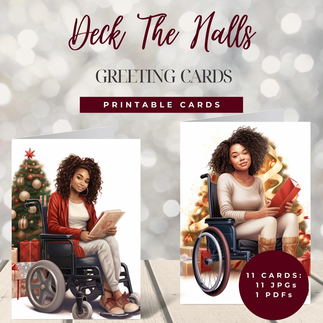 Women in Wheelchair| African American Holiday Cards| Blank Christmas ...