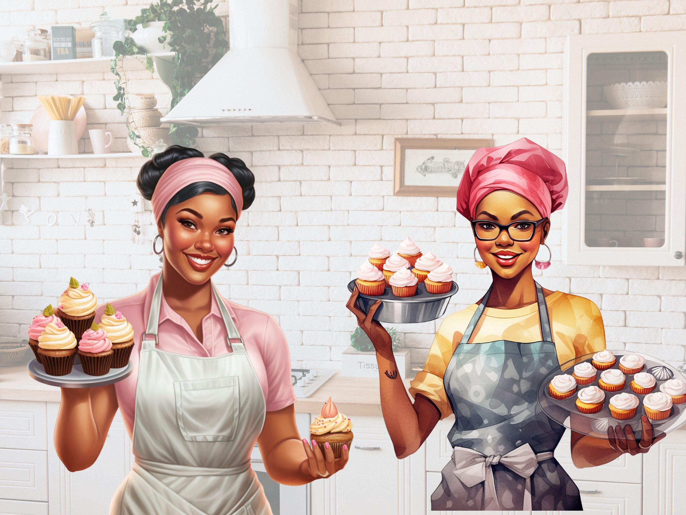 Baking Beauties Pngs| Baker Clipart| Black Women Baking Clipart ...