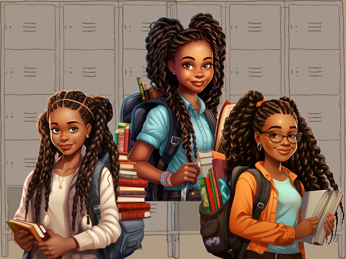 Back to School Pngs| Teen Girl Clipart| Black Girl Teen Clipart ...