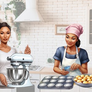 Baking Beauties Pngs| Baker Clipart| Black Women Baking Clipart ...