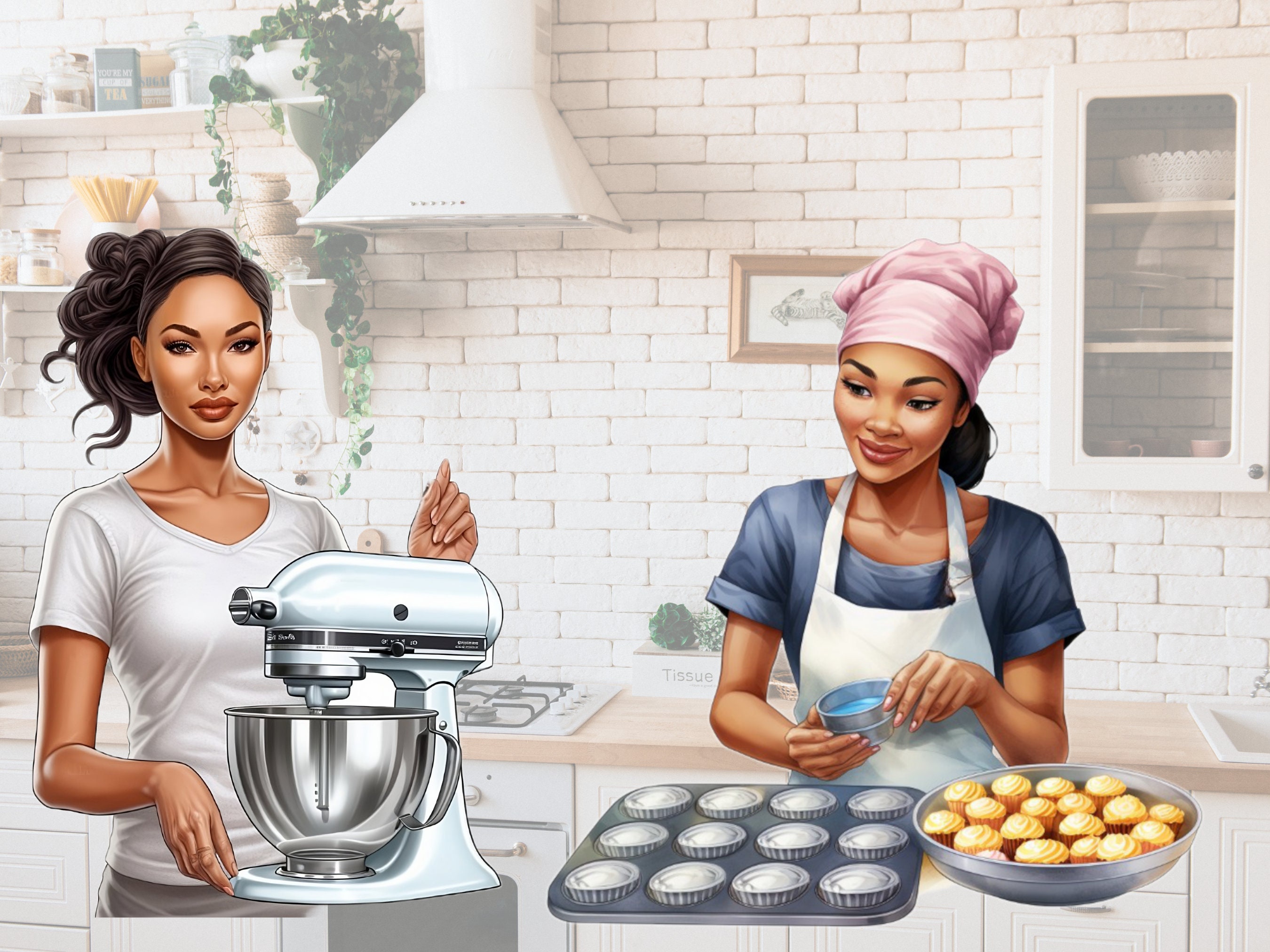 Baking Beauties Pngs| Baker Clipart| Black Women Baking Clipart ...
