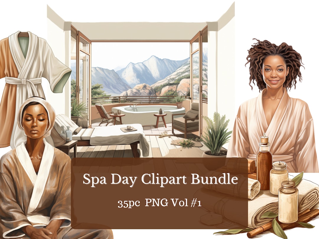 Spa Day Bundle Pngs||self Care L Black Woman| Download| Spa Girl ...