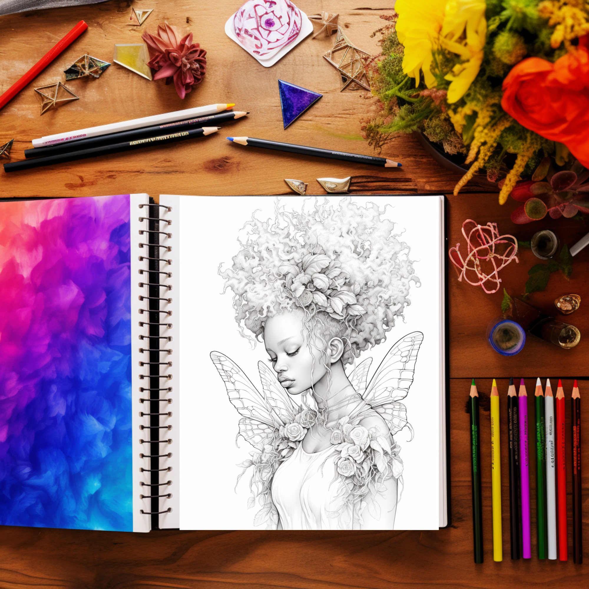 50 Fantasy Coloring Pages | African American Fantasy | Adult Coloring ...