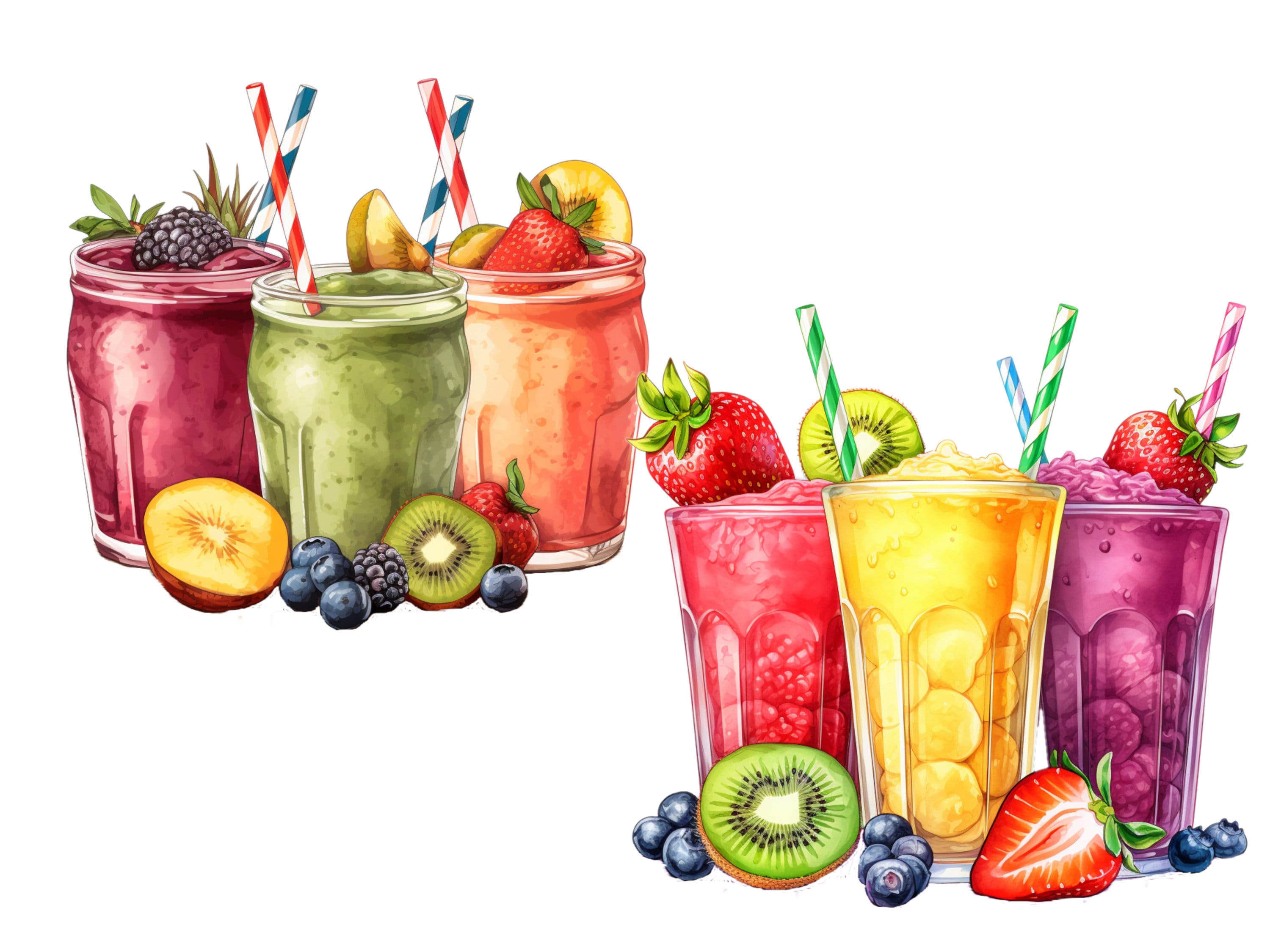 Smoothie Clipart| Fruit Drinks L Fruit| Download| Banana Berries Peach ...