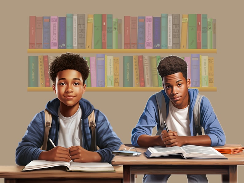 Back to School Pngs| Teen Boys Clipart| Black Boys Teen Clipart ...