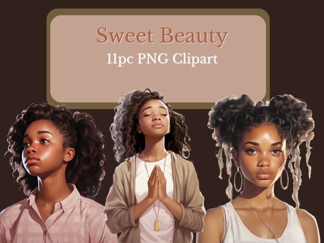 Sweet Beauty| Teen Girl Clipart| Black Teen Girl Clipart| Digital Stamp ...