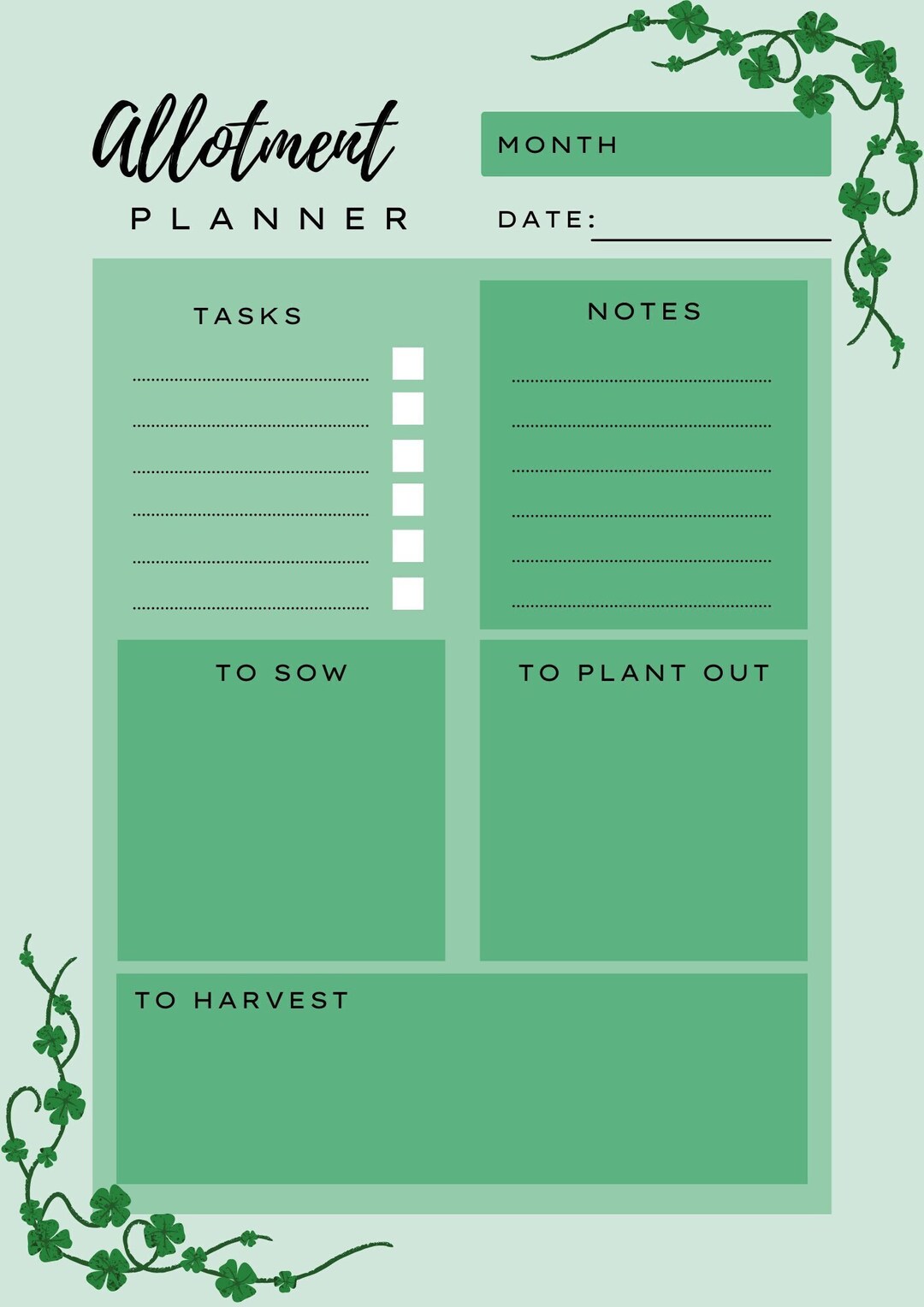 Print at Home Allotment Planner - Etsy