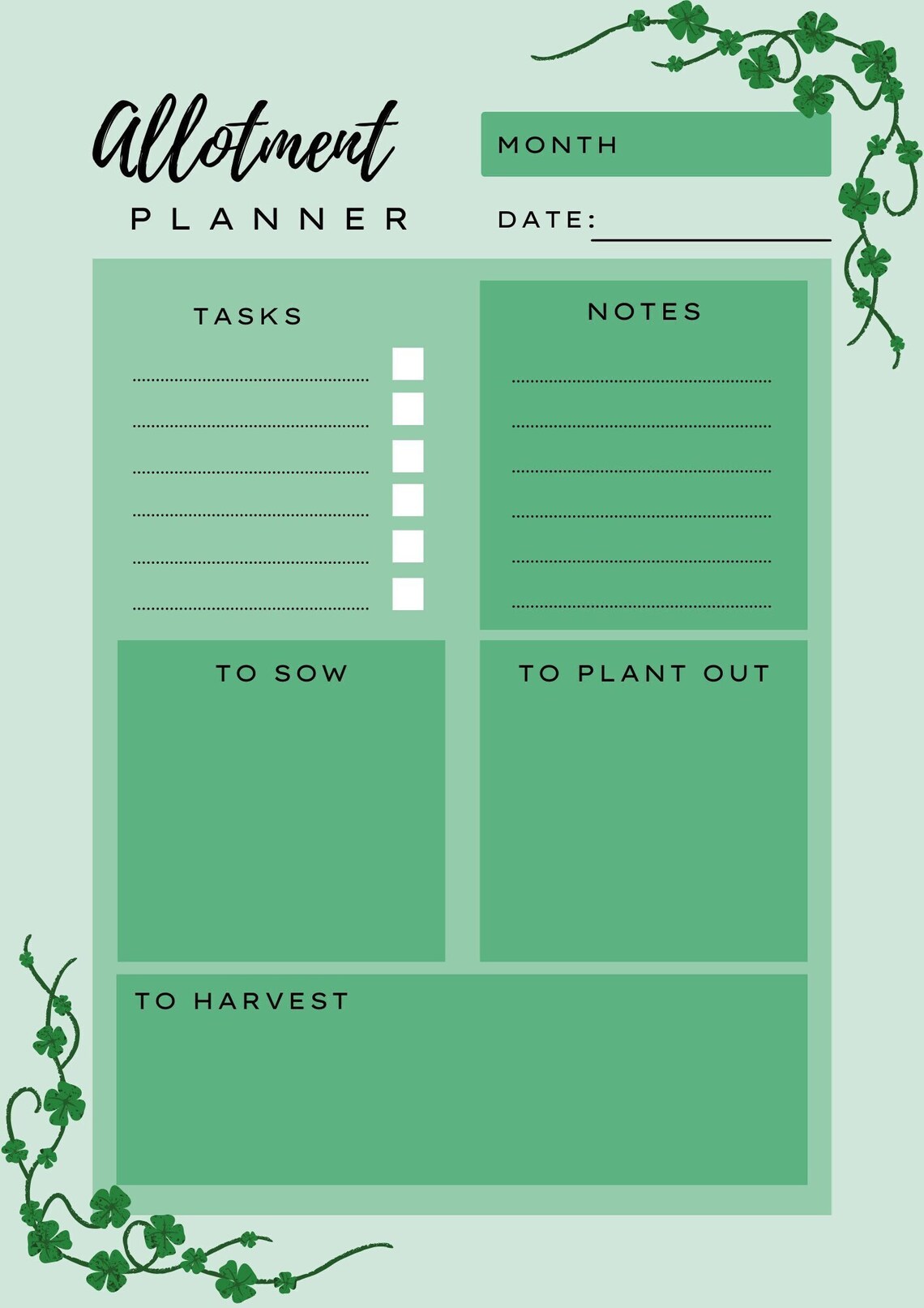 Print at Home Allotment Planner - Etsy