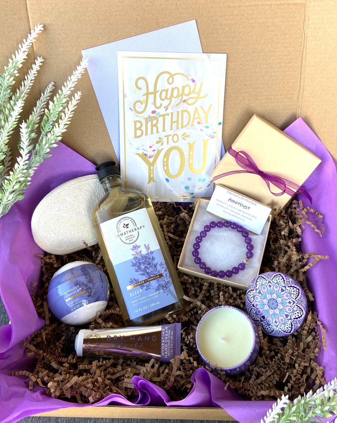 Birthday Spa Gift Basket, Personalized Gift for Her, Self Care Gift Box ...