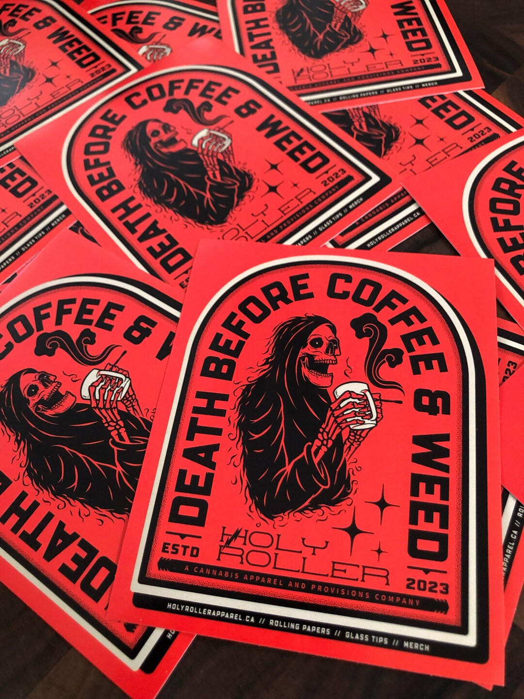 Death Before Coffee & Weed Vinyl Sticker - Etsy