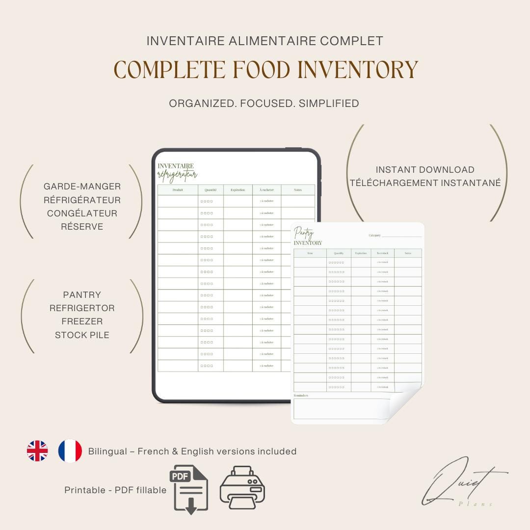 Complete Food Inventory Printable | Pantry, Fridge and Freezer ...