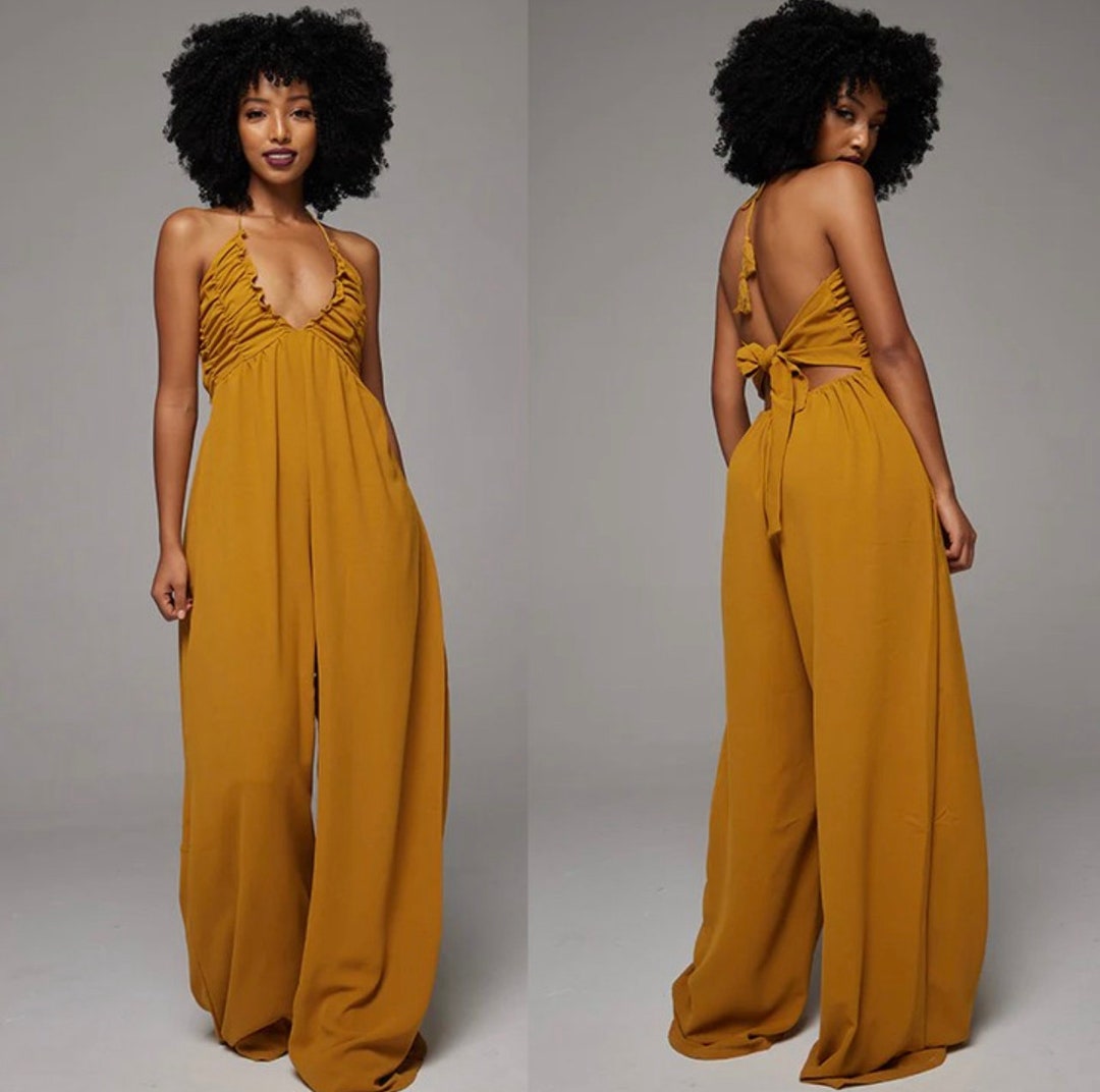 Brown Ladies Jumpsuit, Dinner Date, Gala Jumpsuit, Prom Jumpsuit, Women ...