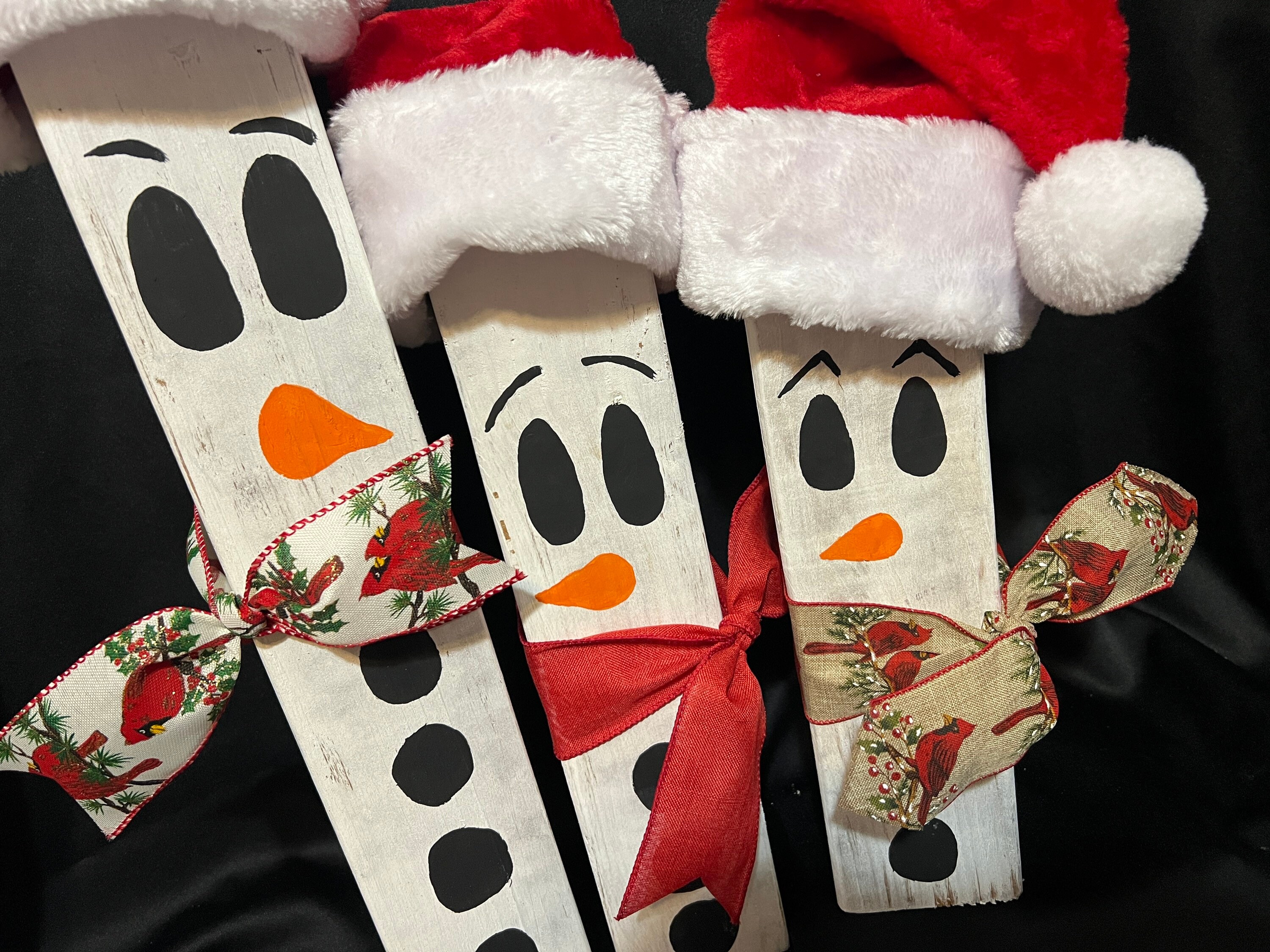 Set of Three Wood Snowmen/ Christmas Snowman/ Primitive Snowman/ Winter ...