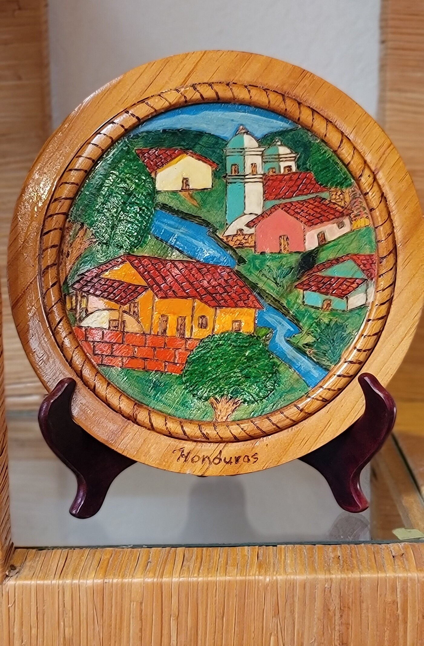 Honduran Folk Art Painted Carved Wood Display Plate - Etsy