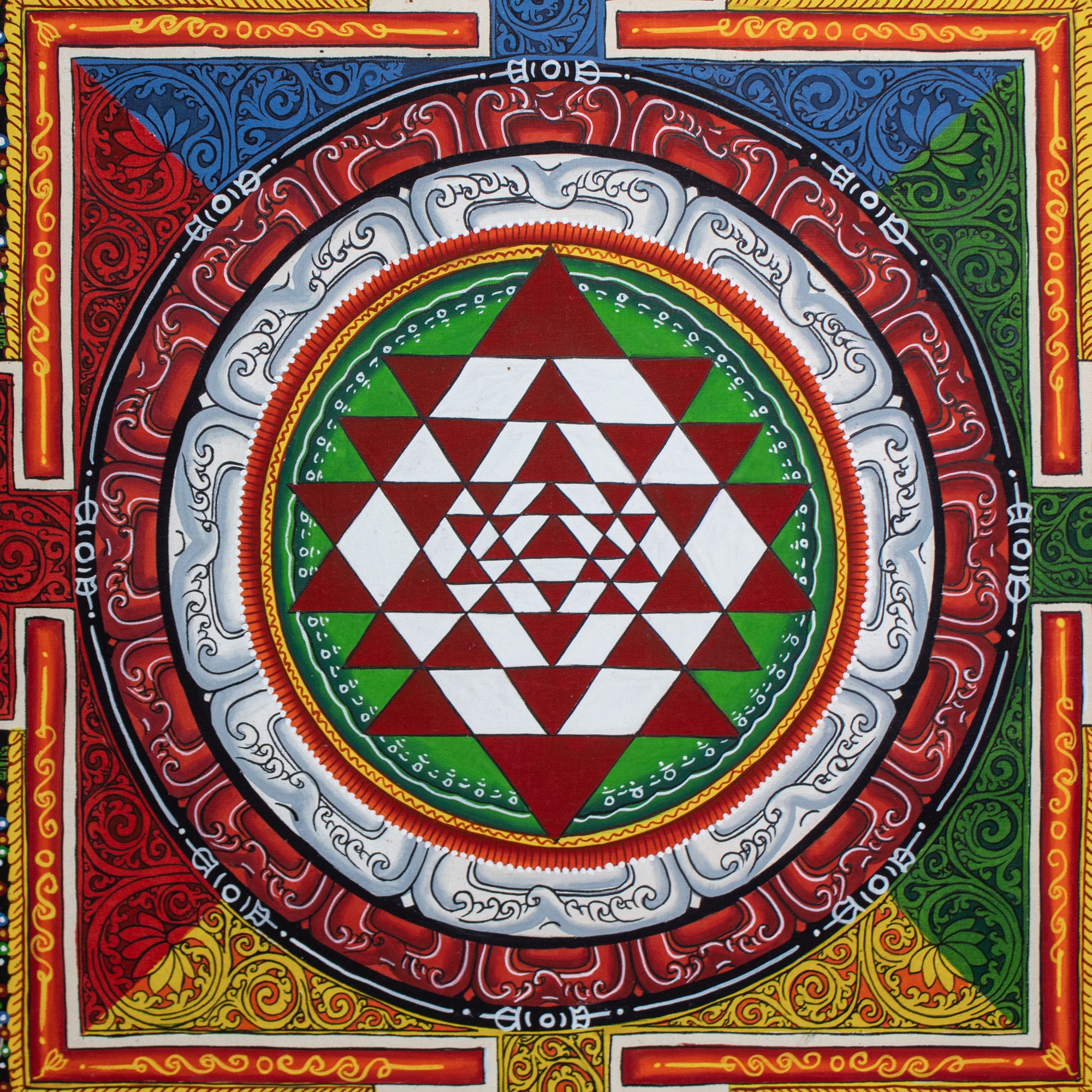 Sri Yantra Mandala Thangka Painting | Hand-painted Sacred Geometry Art ...
