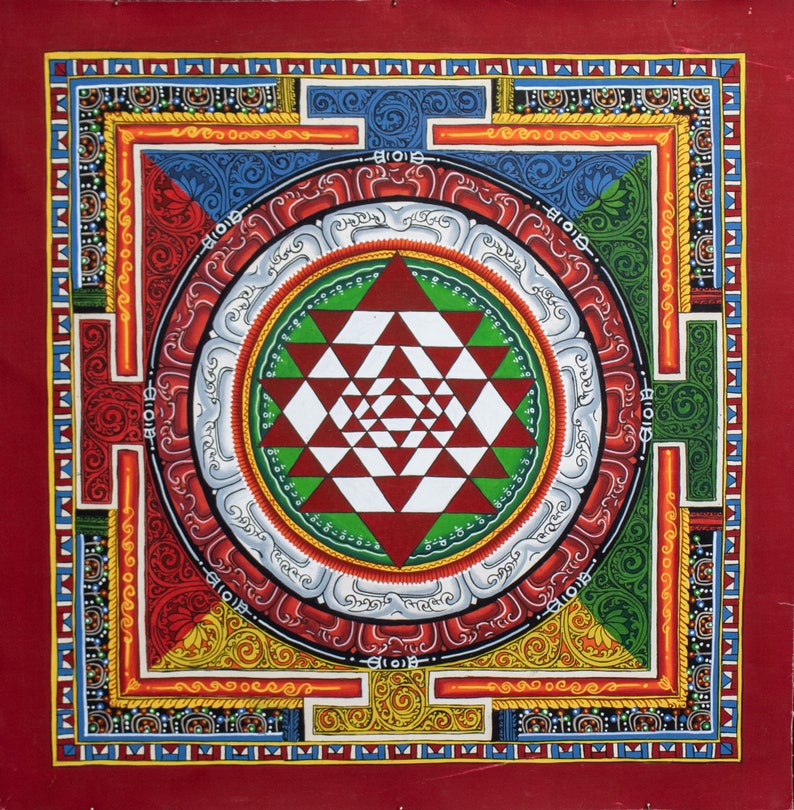 Sri Yantra Mandala Thangka Painting | Hand-painted Sacred Geometry Art ...