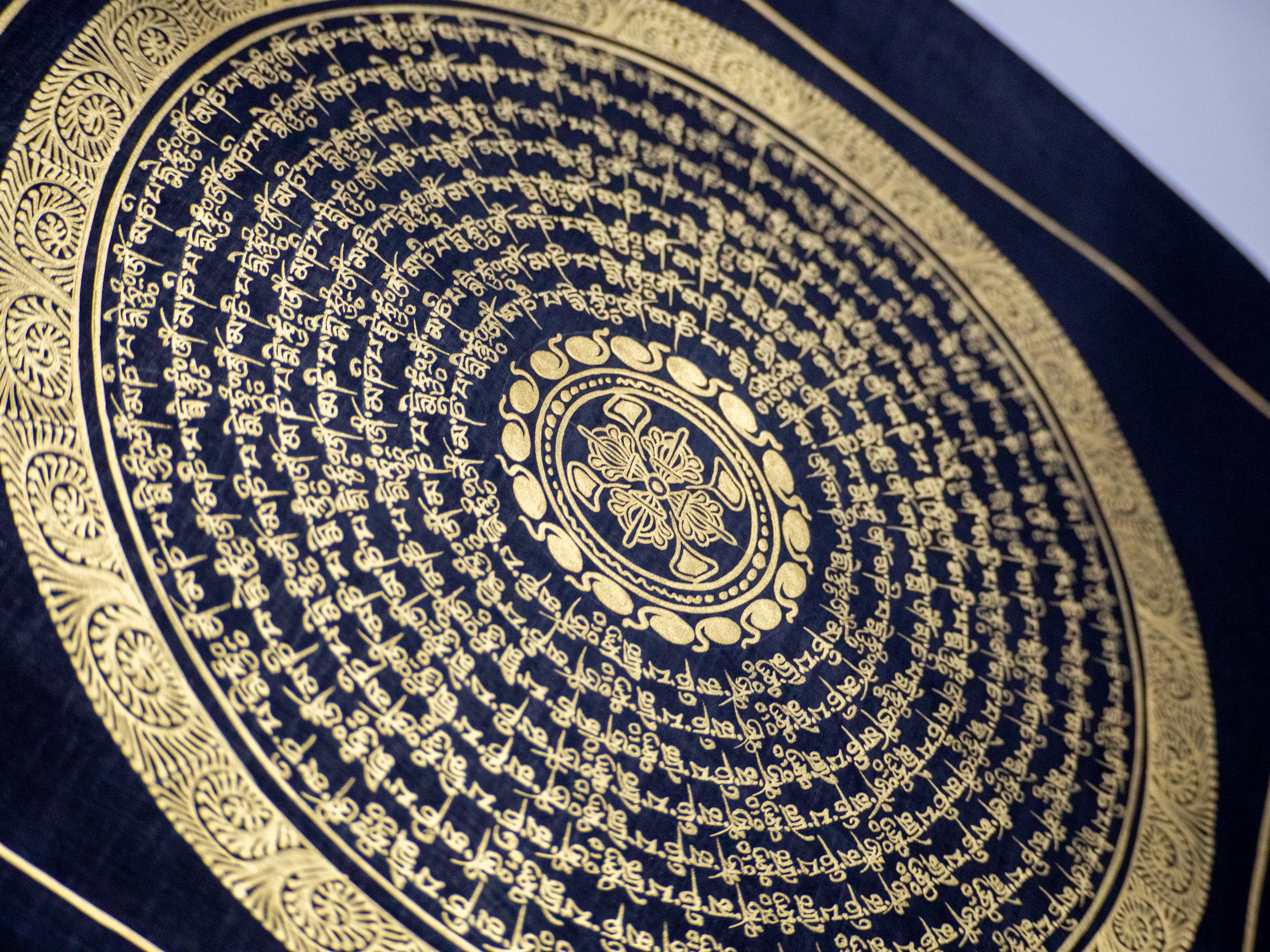 Double Dorje Black and Gold Mandala Thangka Painting Double Vajra ...