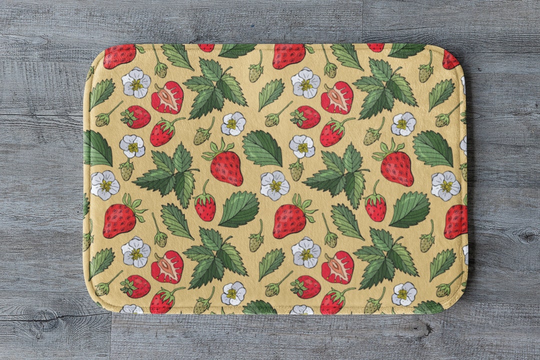 Strawberry Bath Mat Hipster Bathroom Retro Boho Bathroom Rug Woodland ...
