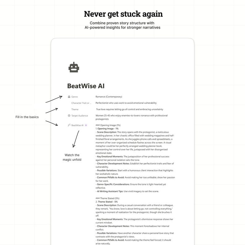 Save the Cat Beat Sheet Notion Template Screenwriting Structure Tool 15-point Plot Outline for ...