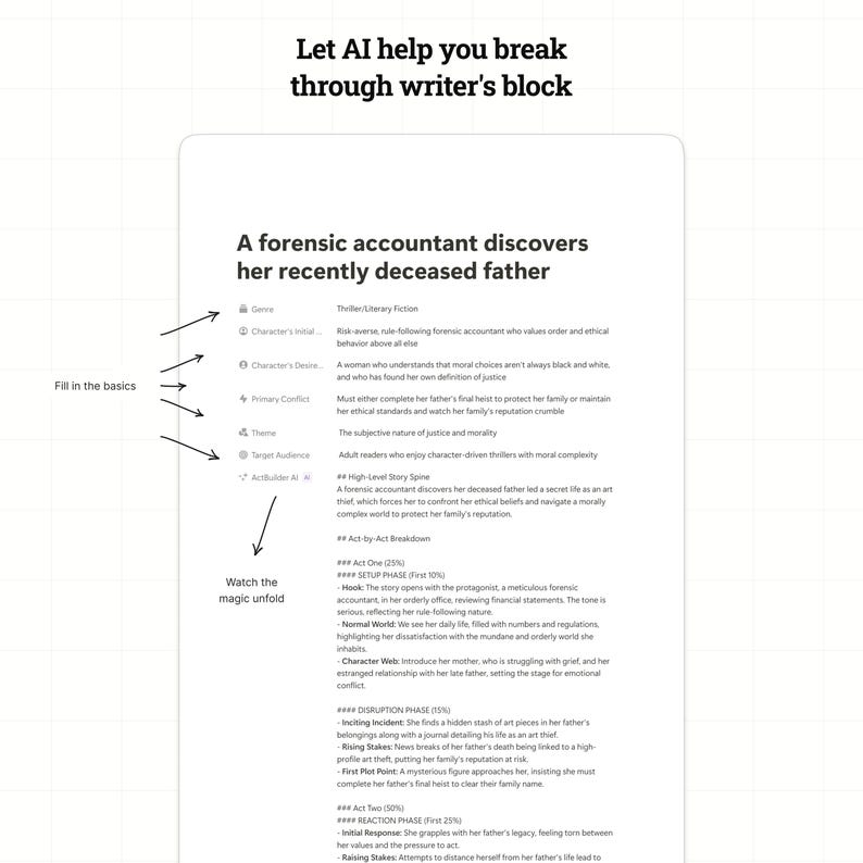 Three Act Plot Outline Notion Template Ultimate Story Outline Tool ...