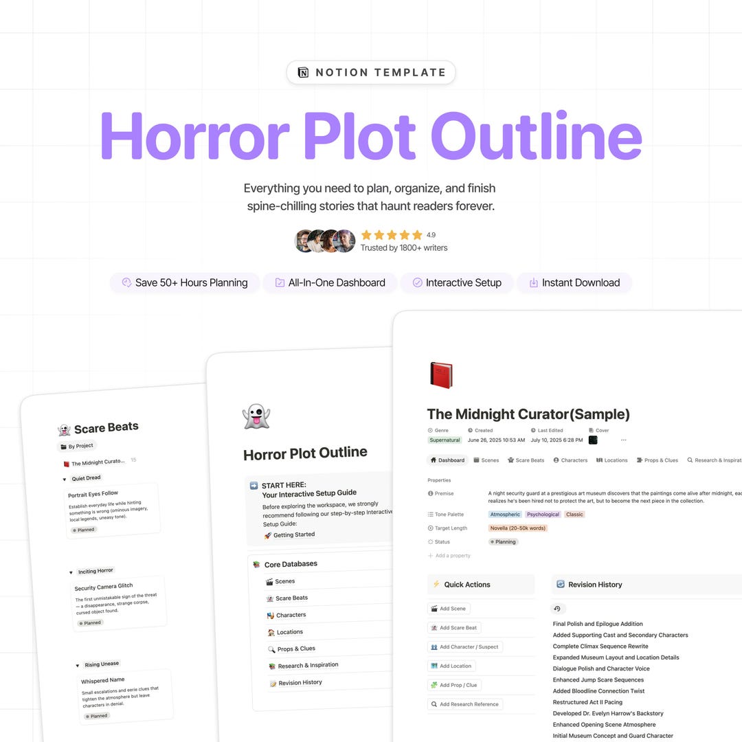 Horror Plot Outline Notion Template - Story Structure Planner ...