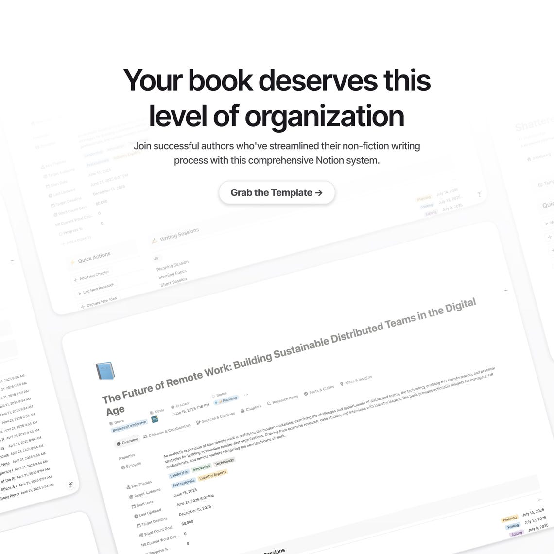 Non-fiction Book Planner Notion Template | Research-to-publication ...