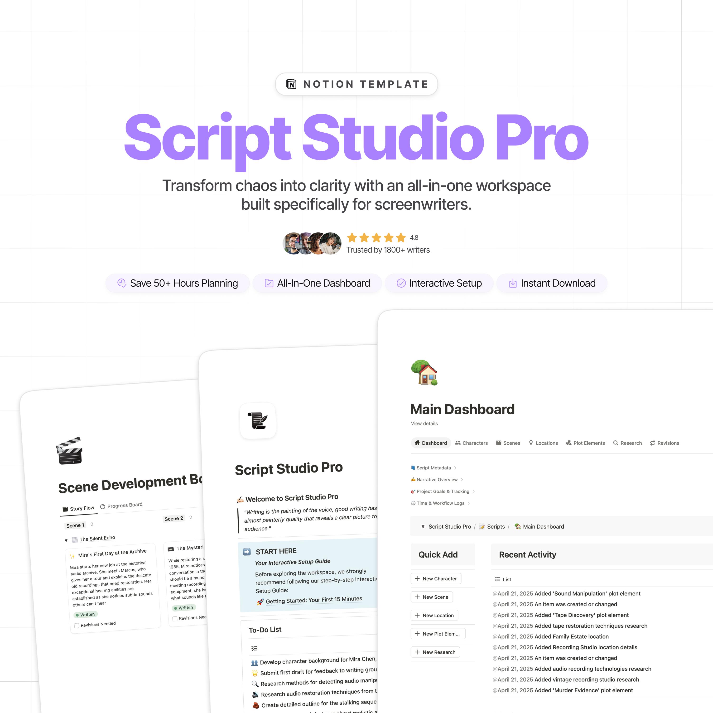 Script Studio Pro Notion Template | Professional Screenplay Outline ...
