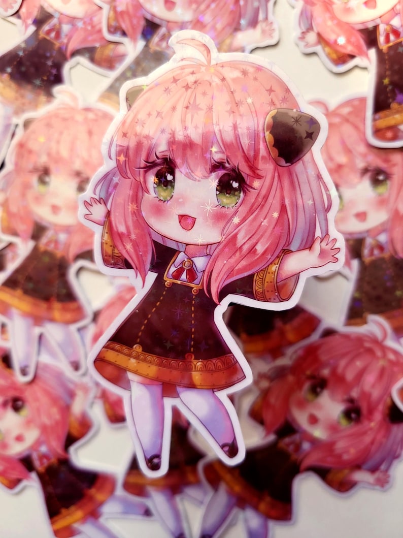 Anya Spy X Family Holographic Glitter Vinyl Sticker | Journal Aufkleber ...