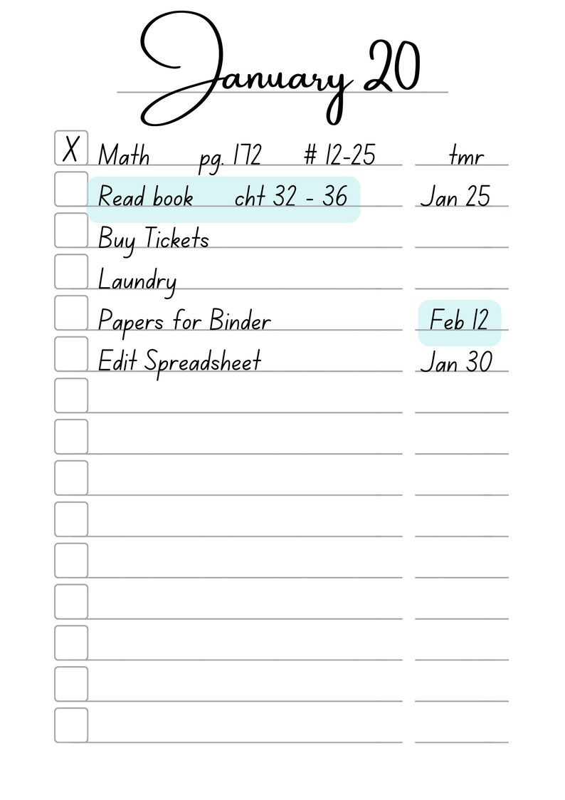 Check List - Minimalistic, White or Black - Etsy