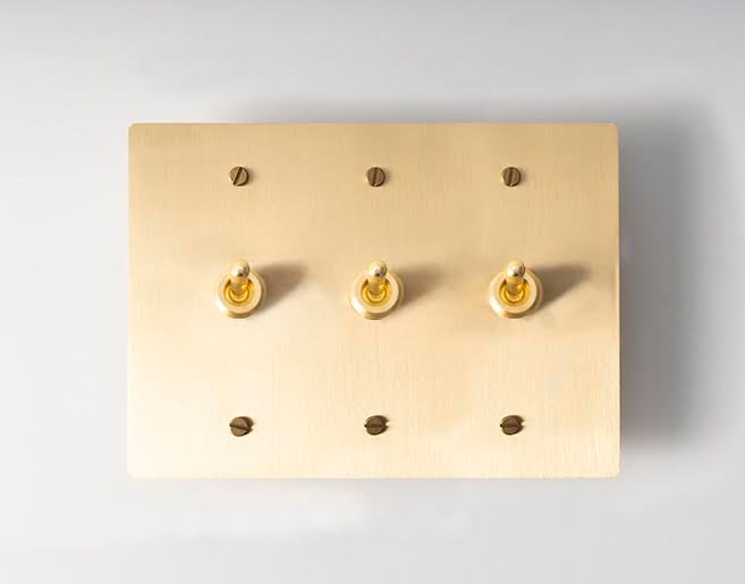 Satin Brass Smooth Classic Metal Toggle Light Switch 3-gang - Etsy