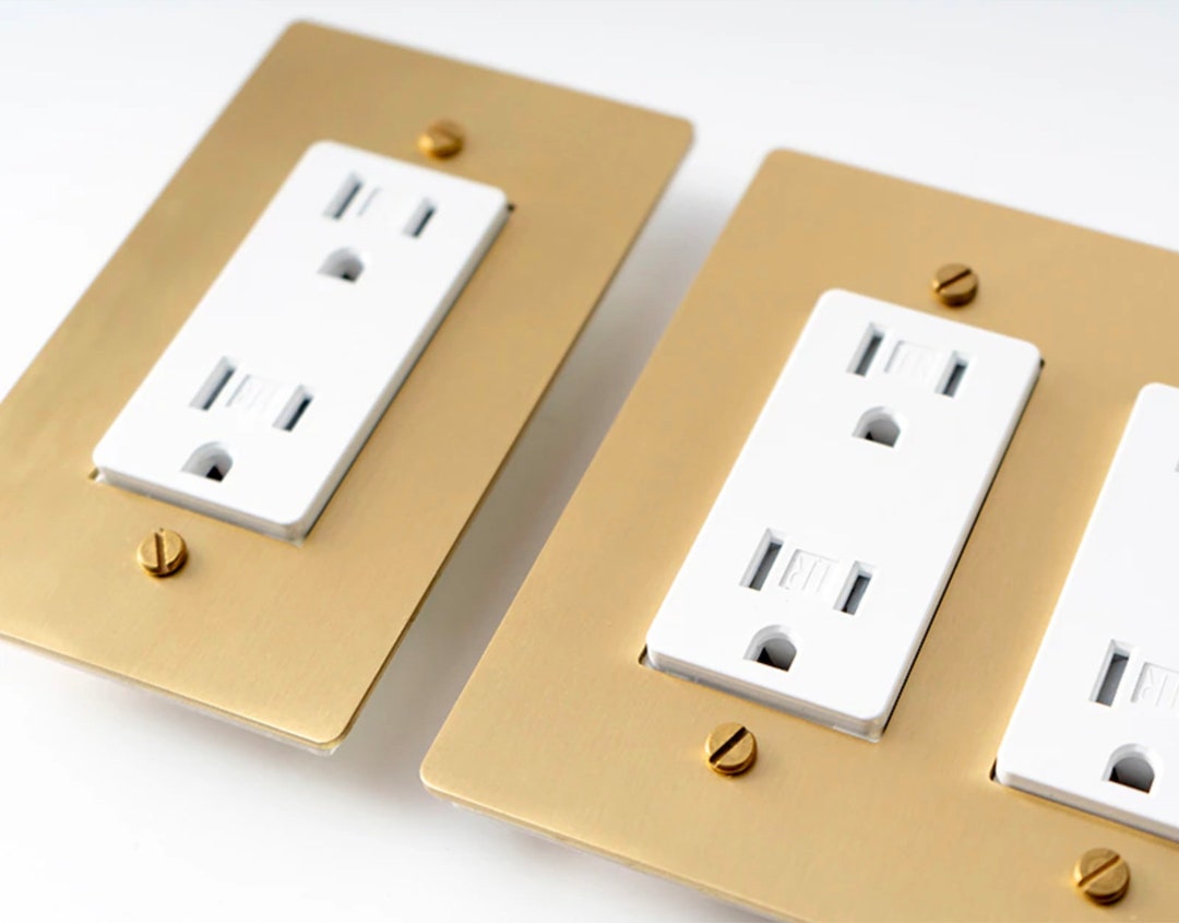 Gold White Brass Socket Metal Brass Electrical Outlet 15A Switchplate ...