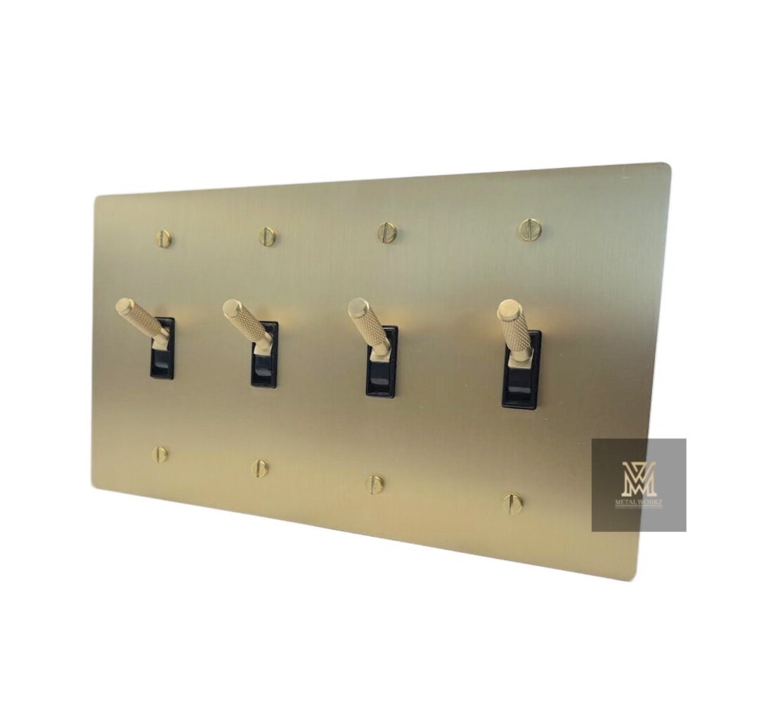 Solid Metal Brass Knurled Toggle Light Switch 4-gang Satin Brass - Etsy