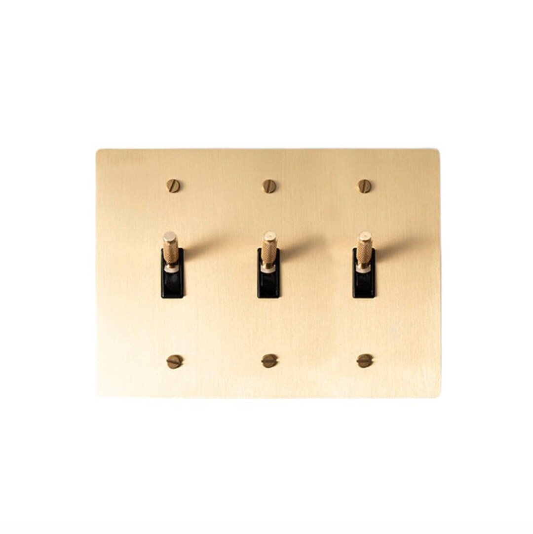 Satin Brass 3 Way Knurled Toggle Light Switch 3-gang - Etsy