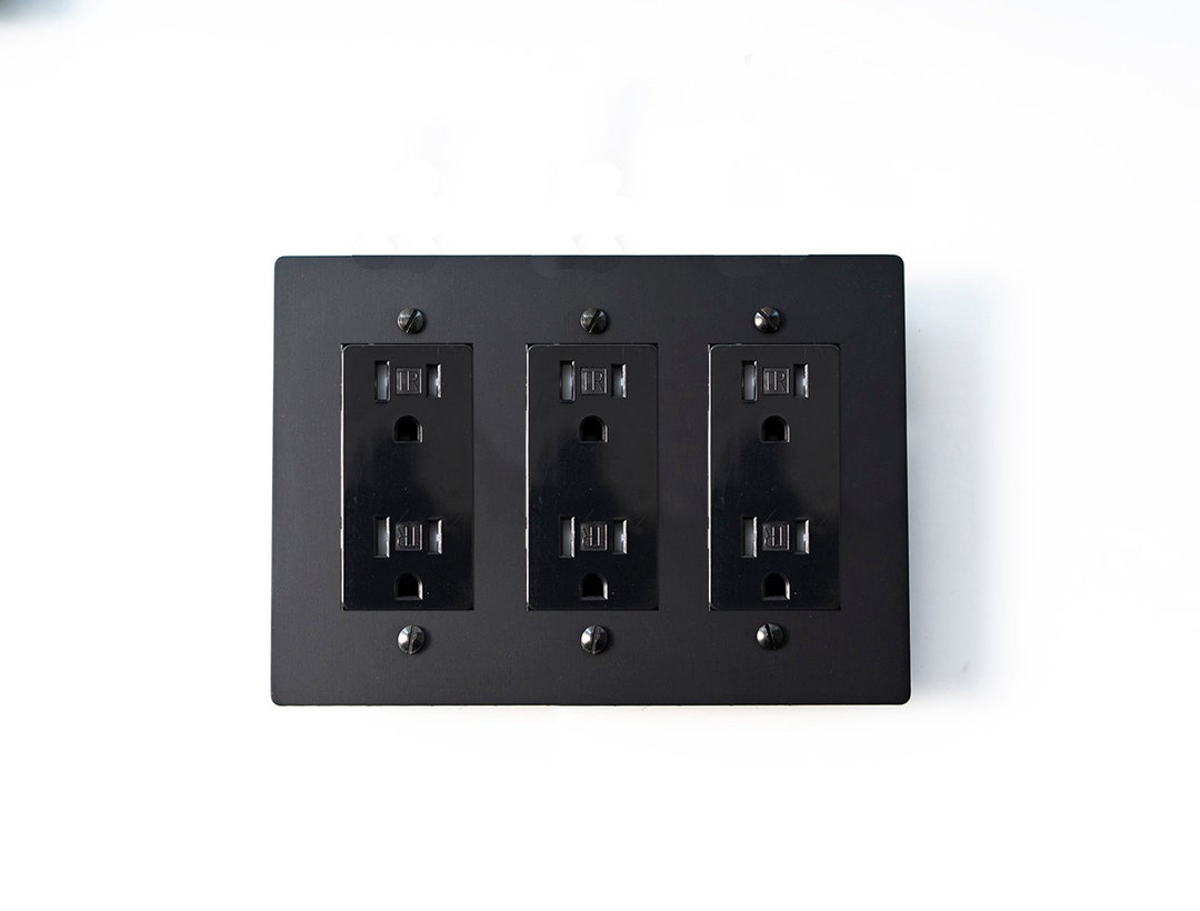 Black Brass Metal Triple Duplex 15A Switchplate Socket Outlet 3-gang - Etsy