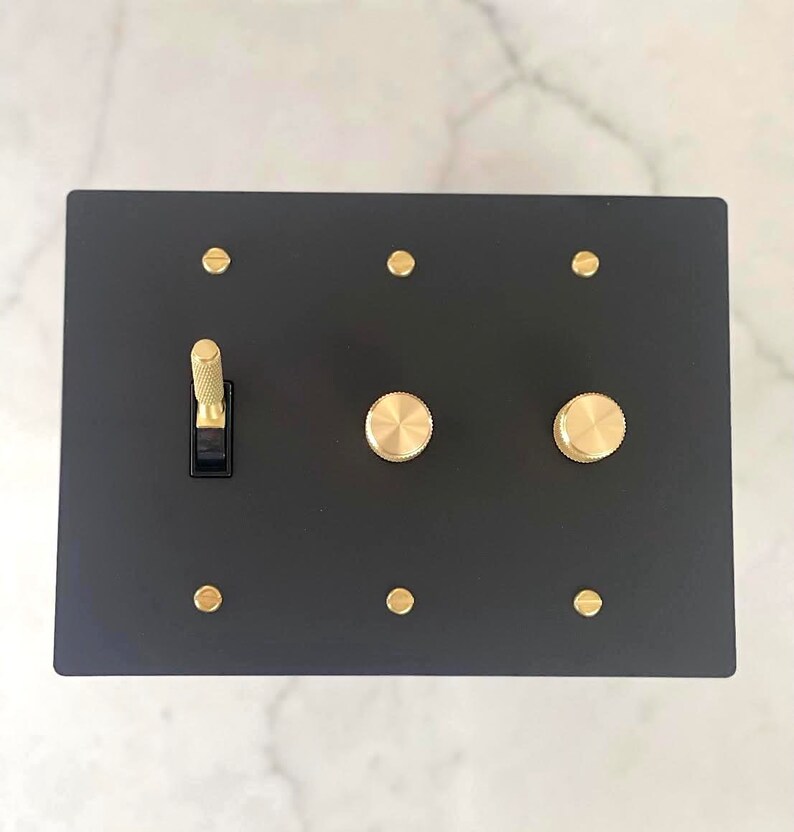 Matte Black With Brass Combination Knurled Toggle Light Switch - Etsy