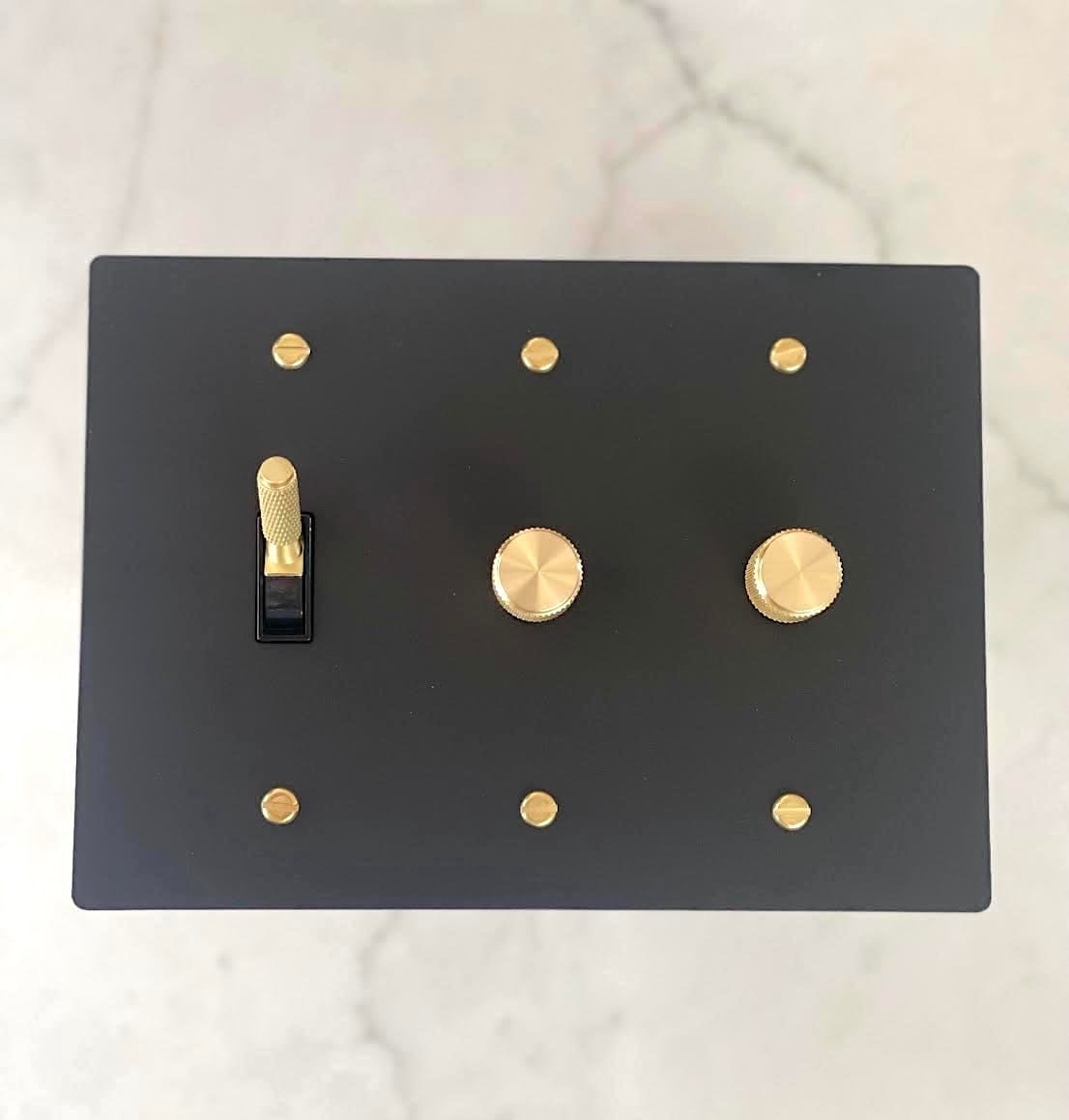 Matte Black With Brass Combination Knurled Toggle Light Switch - Etsy