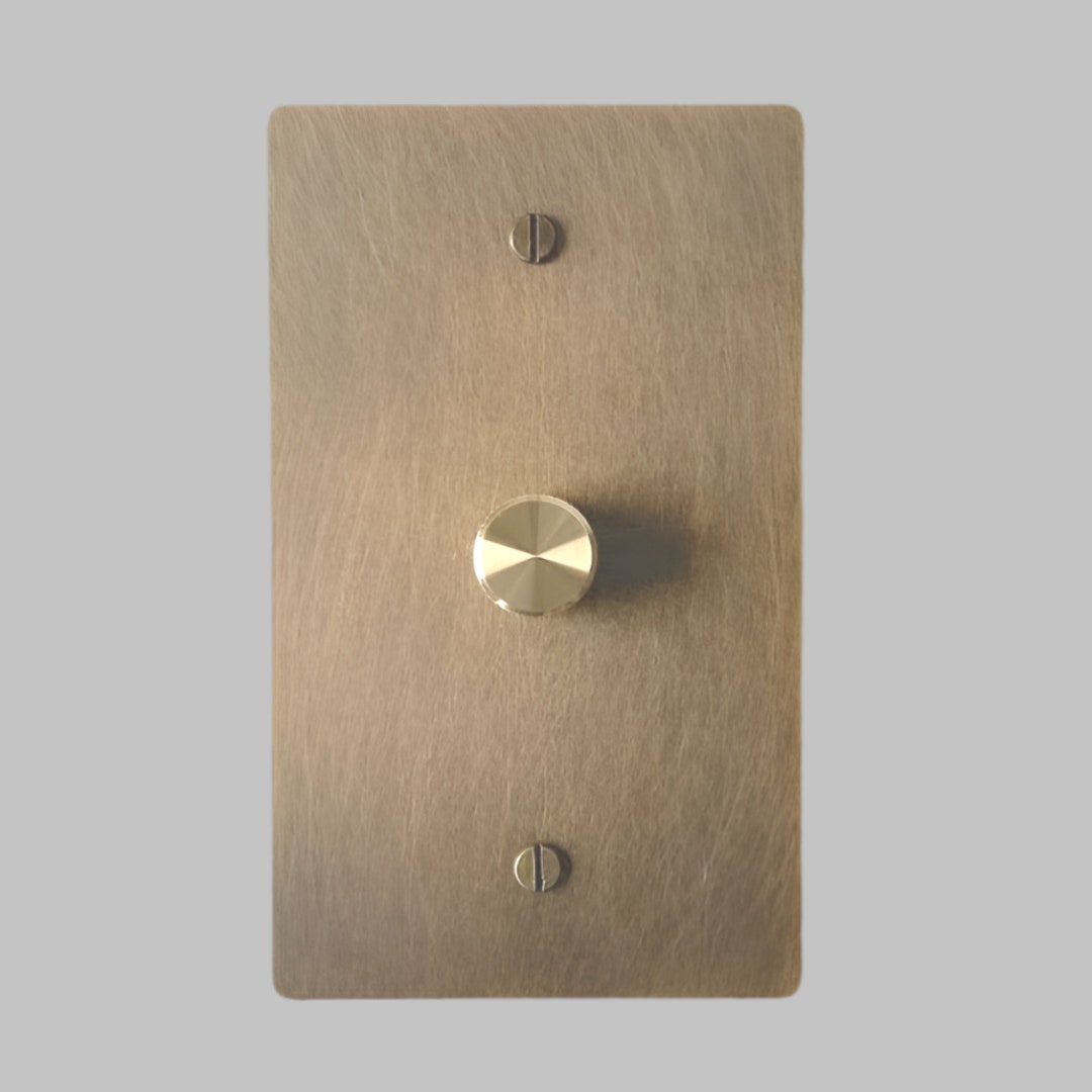 Aged Patina Brass Modern Knurled Textured Dimmer Light Switch Wall ...