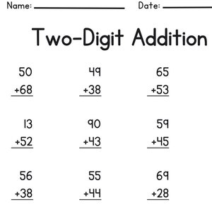 Two-digit Addition Worksheet: 100 Sums, Grades 1-2 (PDF) - Etsy