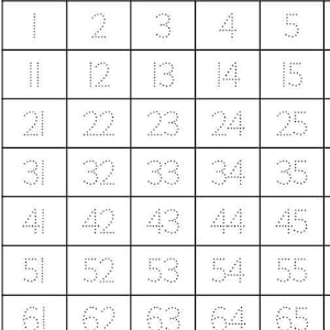 Trace Numbers 1-100 Chart: Printable Math Worksheet (PDF) - Etsy