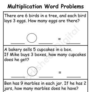 Multiplication Word Problems PDF, Word Problems Worksheet for 1st Grade ...