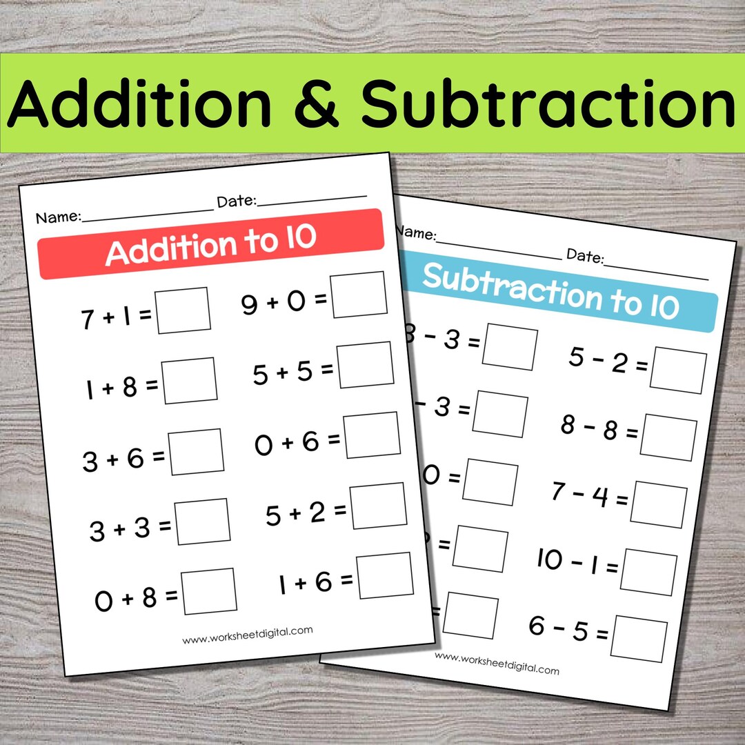 180 Printable Addition Subtraction Sums up to 10 Pdf Worksheets ...
