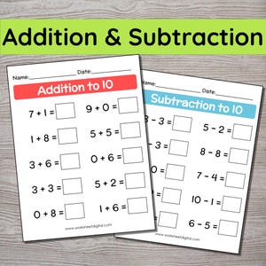 180 Printable Addition Subtraction Sums up to 10 Pdf Worksheets ...