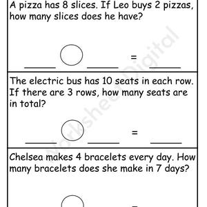 Multiplication Word Problems PDF, Word Problems Worksheet for 1st Grade ...